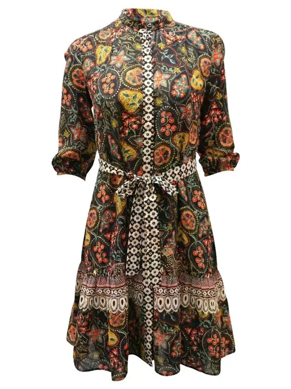 Saloni Floral-print Shirt Dress - Black
