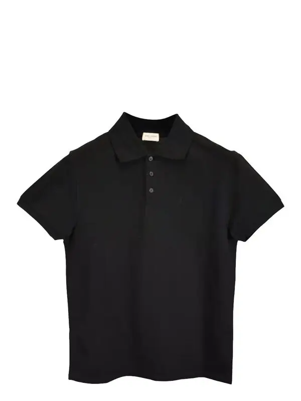 Saint Laurent Logo-embroidered Polo Shirt - Black