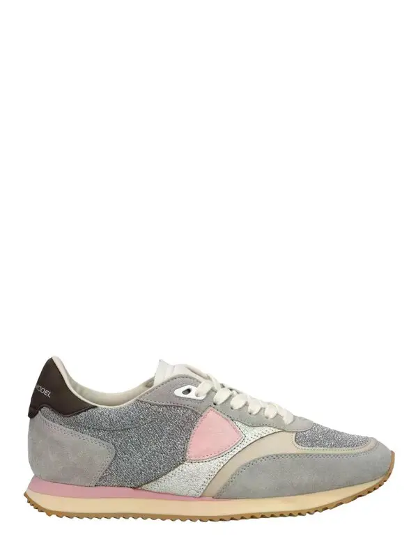 Philippe Model Glitter Panelled Trainers - Grey