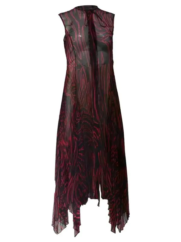 Versace Zebra-print Pleated Midi Dress - Black