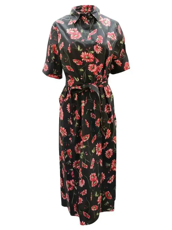 Adam Lippes Floral-print Tie Maxi Dress - Black