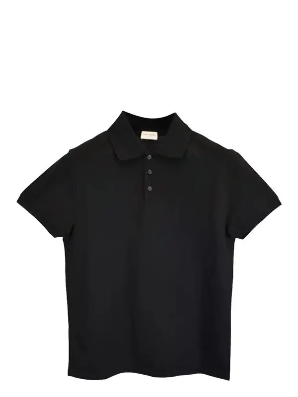 Saint Laurent Cassandre Logo-embroidered Polo Shirt - Black