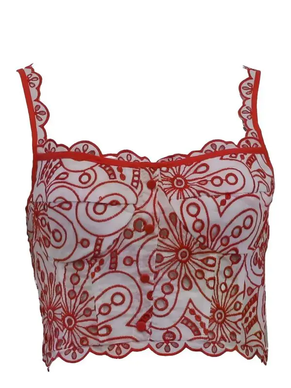 Charo Ruiz Ibiza Floral-embroidered Top - Red