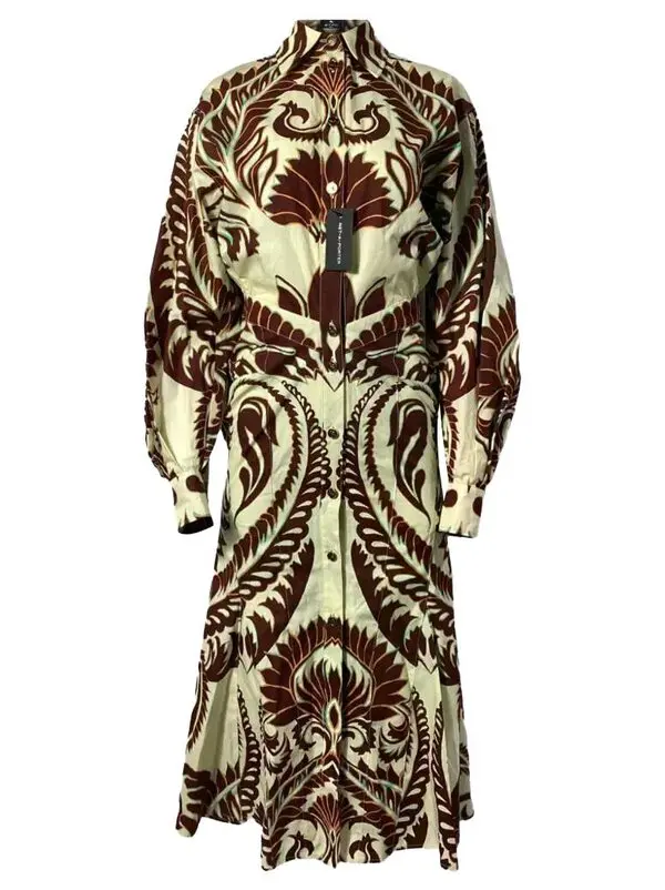 Etro Graphic-print Midi Shirt Dress - Neutrals