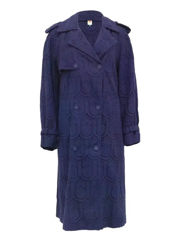 Farm Rio Eyelet Double-breasted Trench Coat - Purple