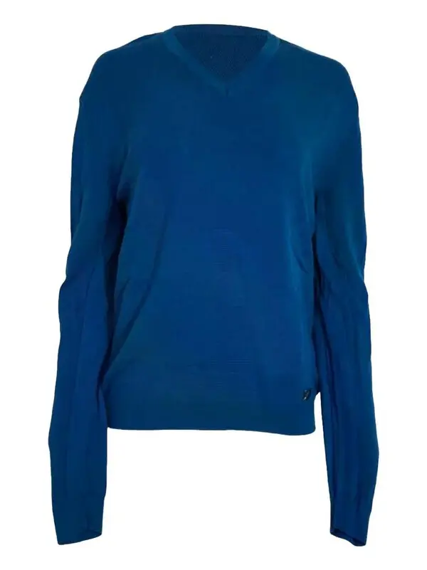 Versace V-neck Long Sleeve Sweater - Blue