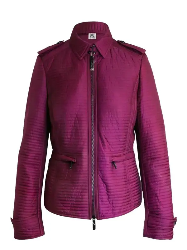 Burberry Quilted Zip-up Jacket - Purple