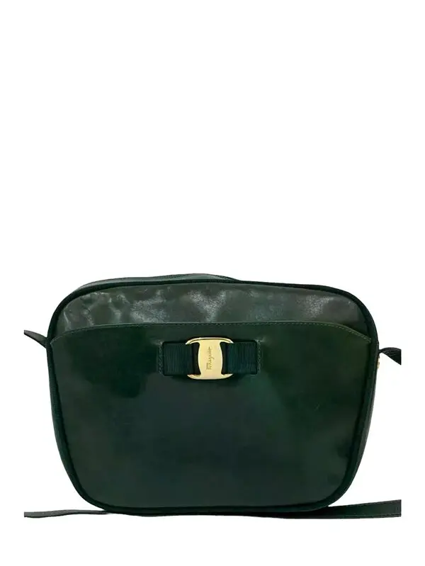 FERRAGAMO 1990-2010 Calfskin Vara Crossbody Bag - Green
