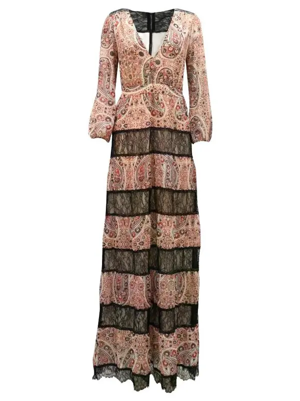 Alice + Olivia Lace-paneled Paisley Maxi Dress - Neutrals