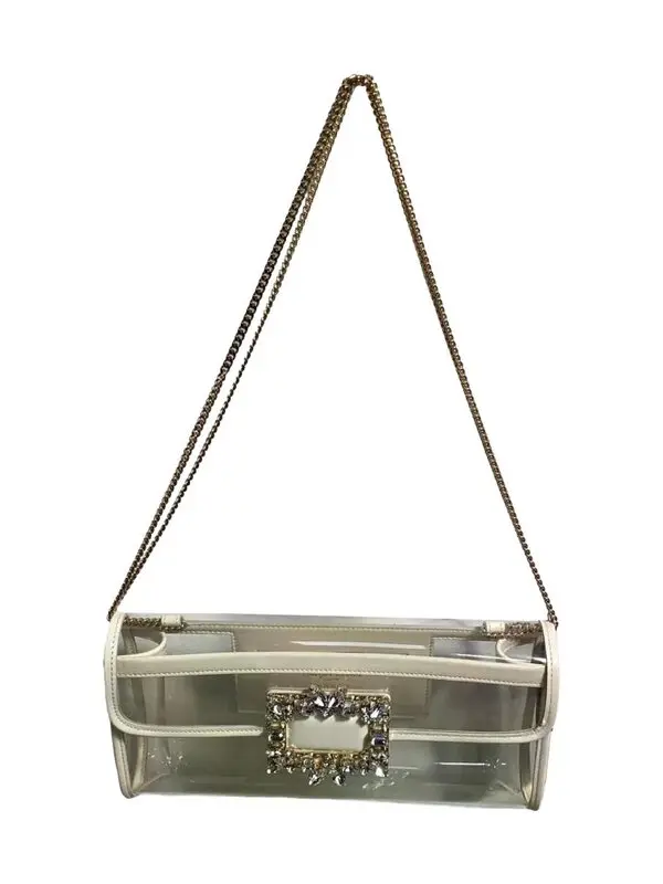 ROGER VIVIER Crystal-embellished Shoulder Bag - White