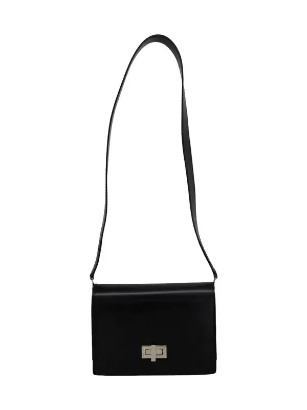 Iris & Ink Twist-lock Leather Shoulder Bag - Black