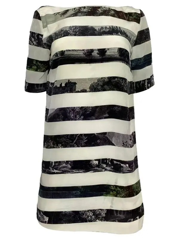 Dries Van Noten Striped-pattern Landscape Dress - White