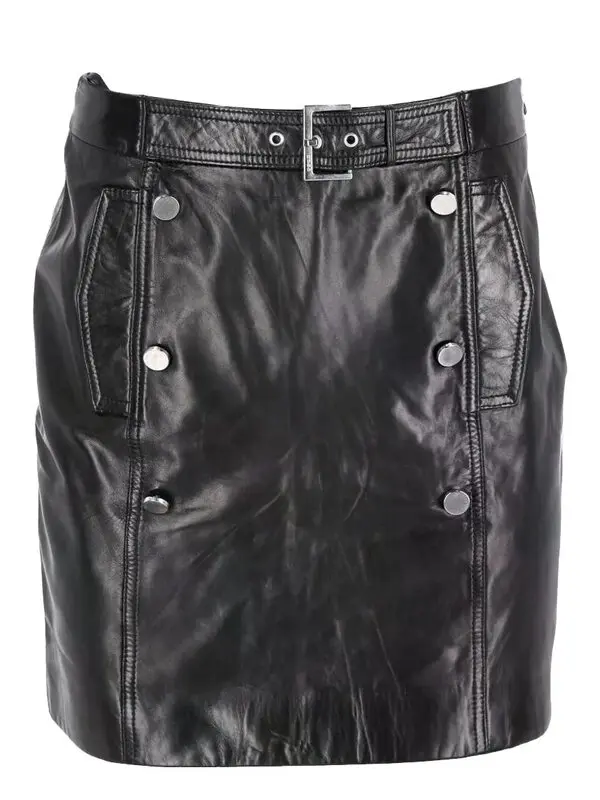 BOSS Button-embellished Leather Mini Skirt - Black