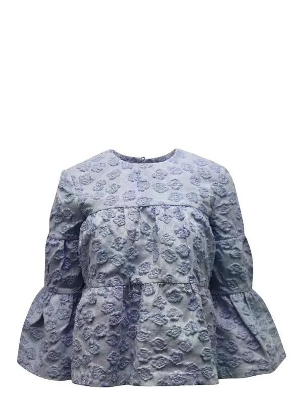 Co Tiered Puff-sleeve Blouse - Blue