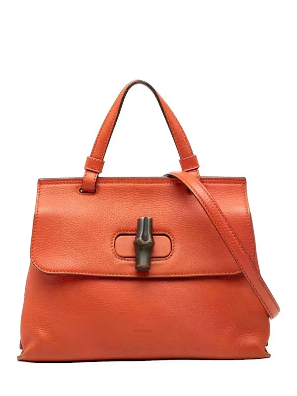 Gucci 2000-2015 Small Leather Bamboo Daily Satchel - Orange