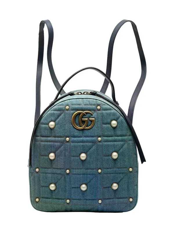 Gucci Gg Marmont Denim Backpack - Blue