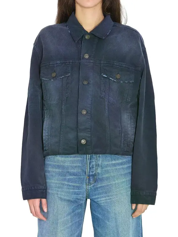 Balenciaga Pointed-collar Denim Jacket - Blue