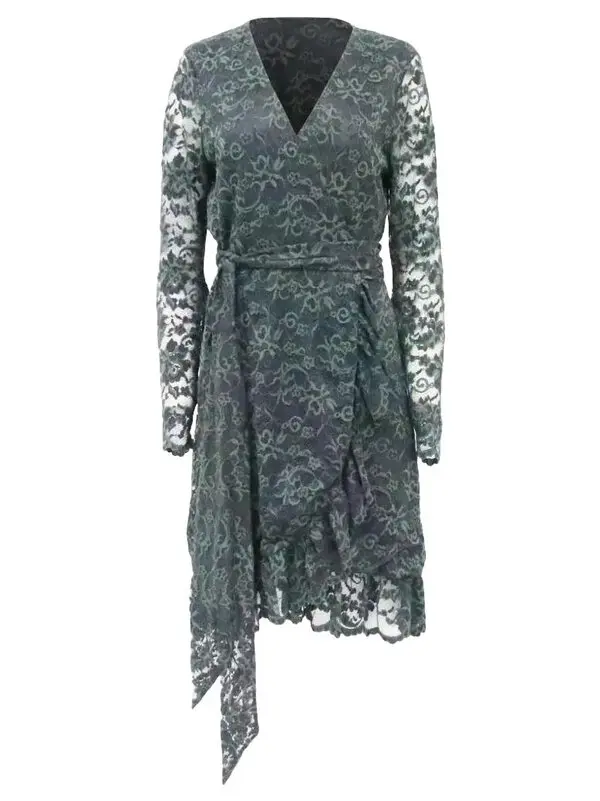 GANNI Flynn Lace Wrap Dress - Green