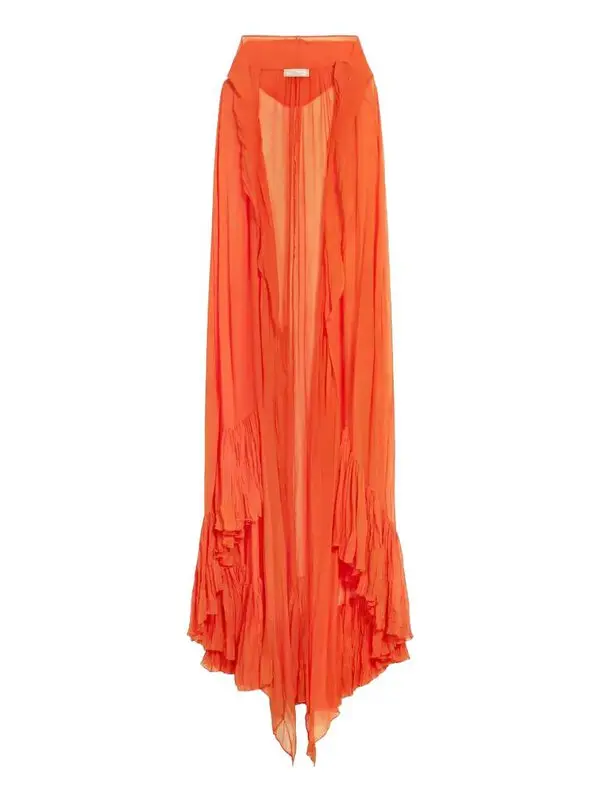 Blumarine Hooded Ruffled Cape - Orange