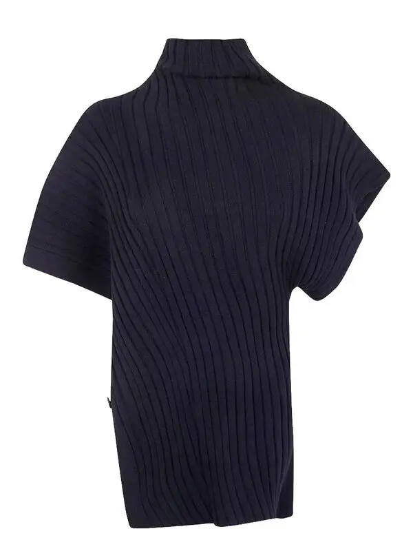 Issey Miyake Ribbed High-neck Top - Black