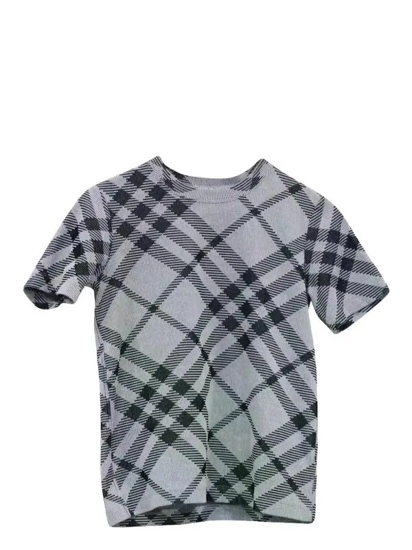 Burberry Checked Crew-neck T-shirt - Grey