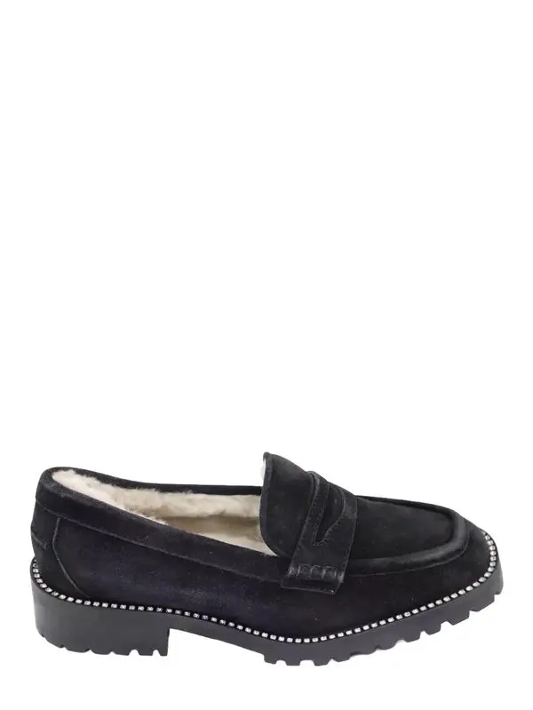JIMMY CHOO Crystal-embellished Suede Loafers - Black