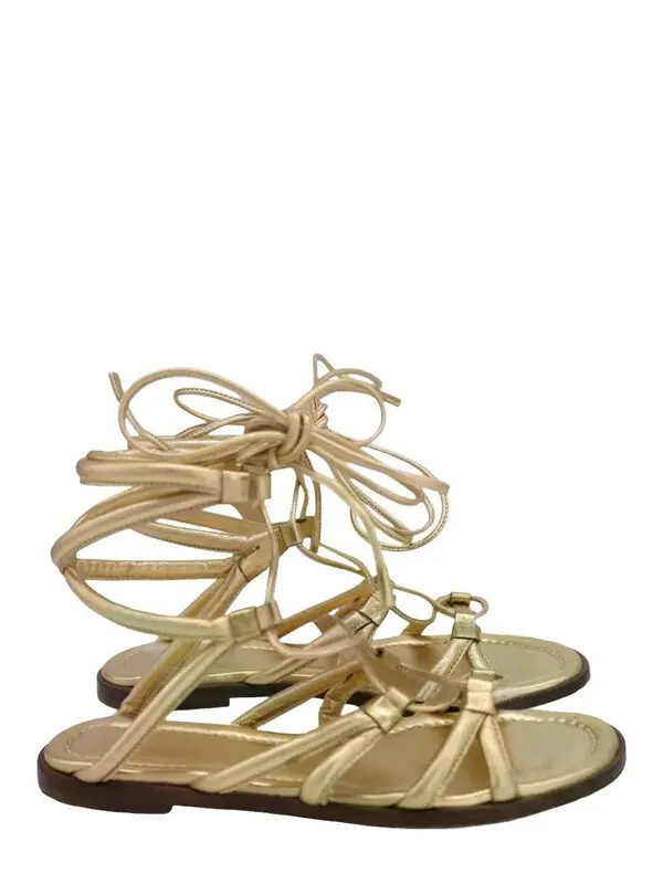 GIANVITO ROSSI Lace-up Flat Sandals - Gold
