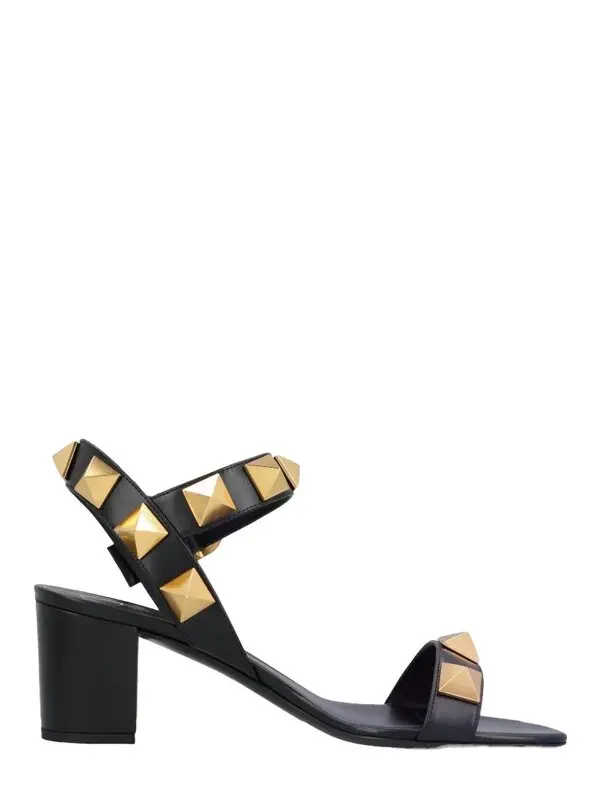 Valentino Garavani Roman Rockstud Leather Sandals - Black