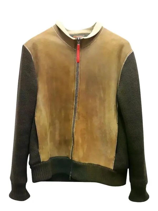 Prada Shearling-trim Bomber Jacket - Brown