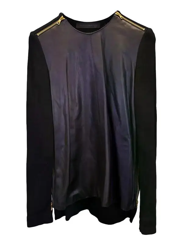 Proenza Schouler Leather Panel Long-sleeve Top - Black