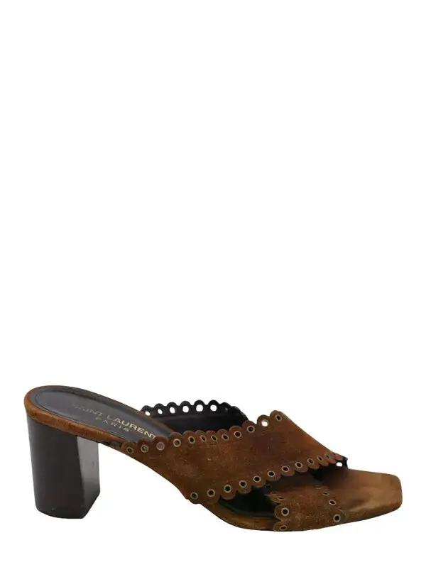 Saint Laurent Loulou Scalloped Eyelet Sandals - Brown