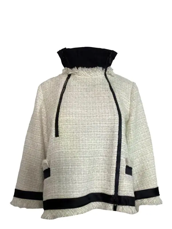 Sacai Double-zipped Tweed Jacket - Neutrals