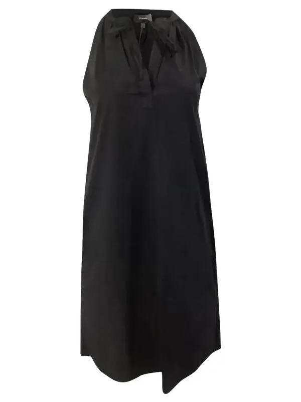 Theory Gathered Neckline Tie Dress - Black