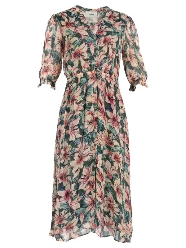 Ba&sh Floral-print Three-quarter-sleeve Dress - Pink
