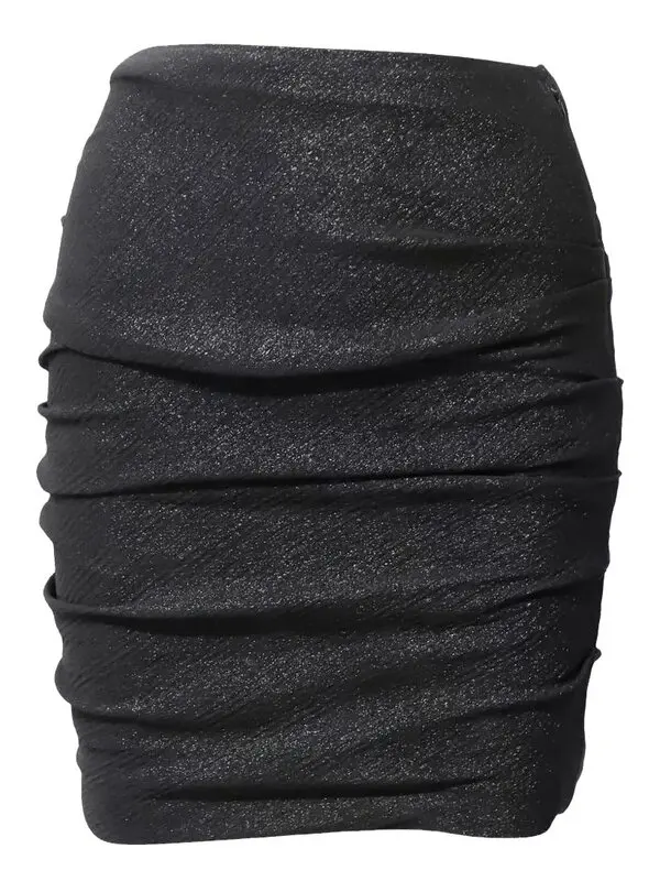 Maje Gathered Glittery Mini Skirt - Black