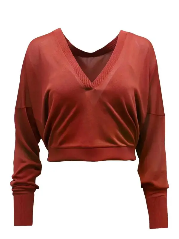 DION LEE V-neck Long-sleeve Top - Red