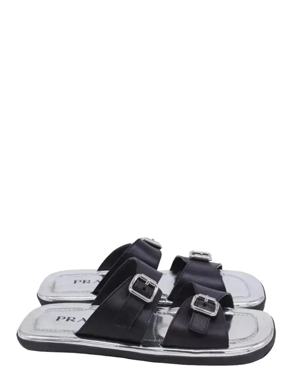 Prada Buckled Flat Sandals - Black