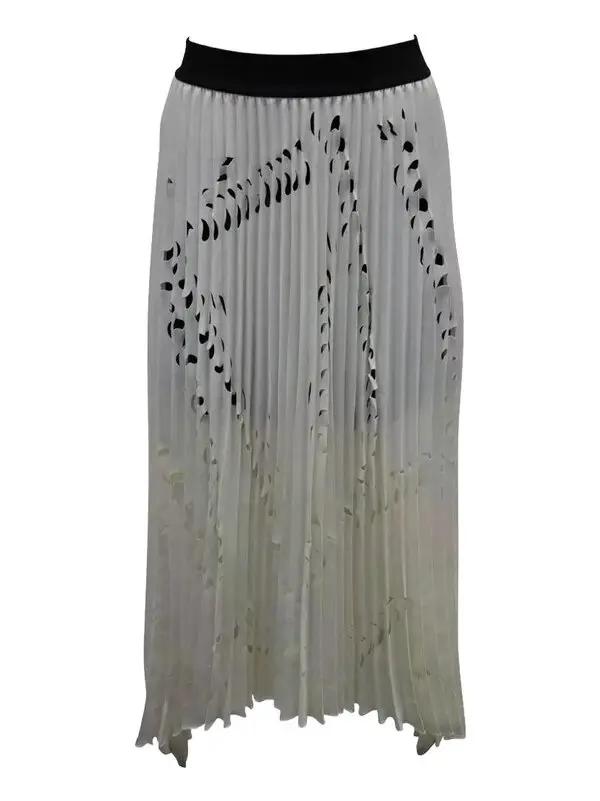 Maje Pleated Laser-cut Midi Skirt - Neutrals