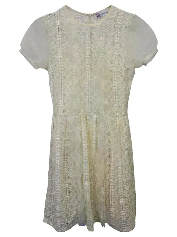 Red Valentino Puffed-sleeve Lace Dress - Neutrals