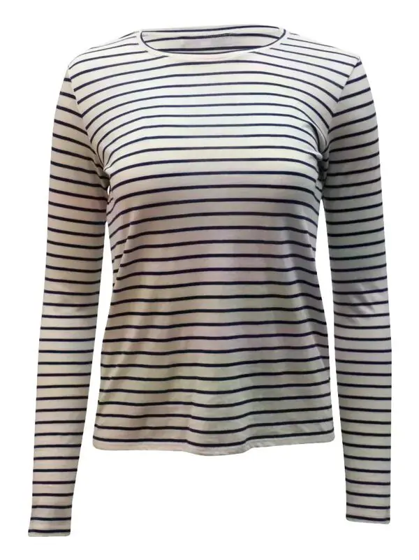 Vince Striped Long-sleeve Top - White