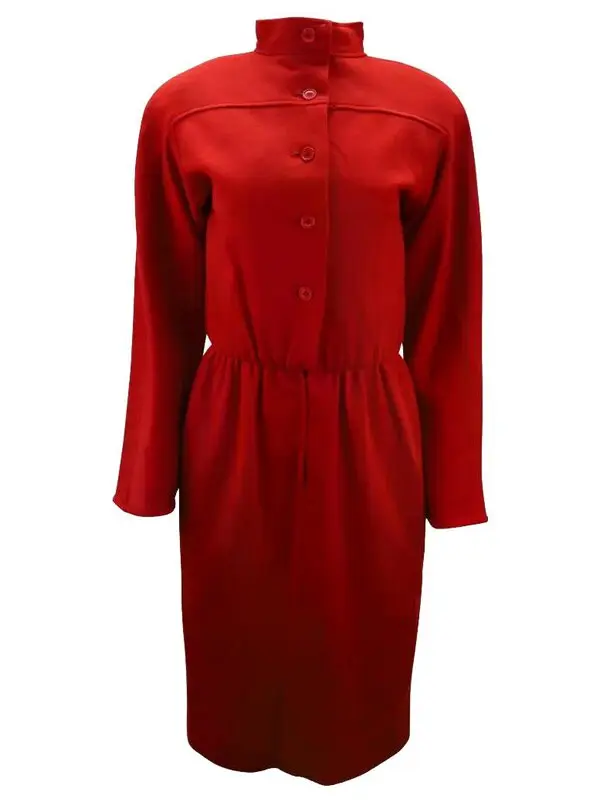 Oscar De La Renta Long-sleeve Wool Midi Dress - Red