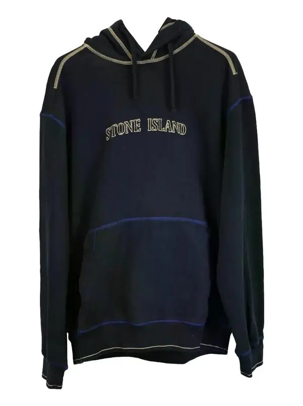 Stone Island Logo-embroidered Hoodie - Blue