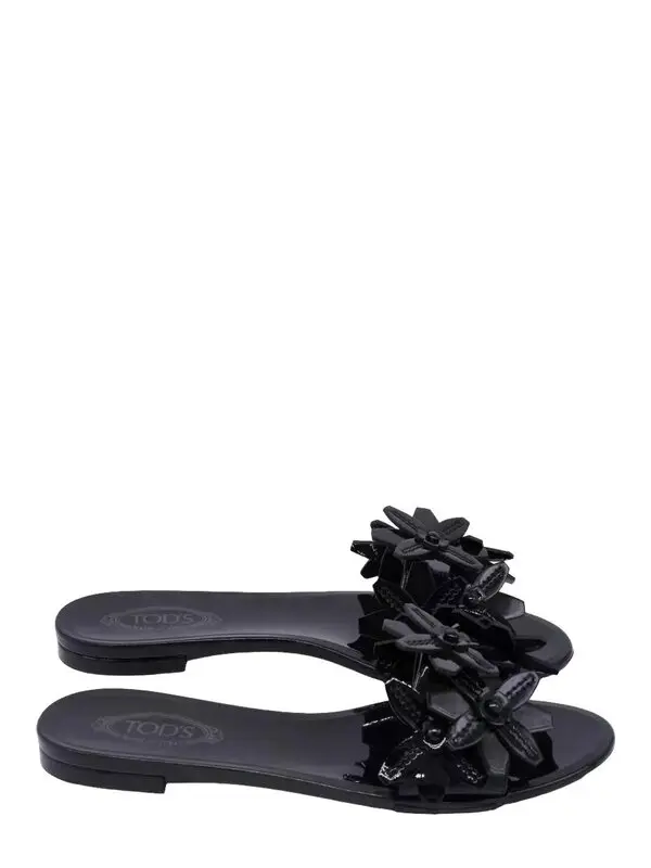 TOD'S Floral-applique Slide Sandals - Black