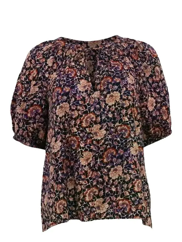 Ulla Johnson Floral Print Puff-sleeve Top - Black