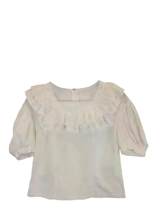Comme Des Garçons Ruffle-trim Short-sleeve Blouse - White