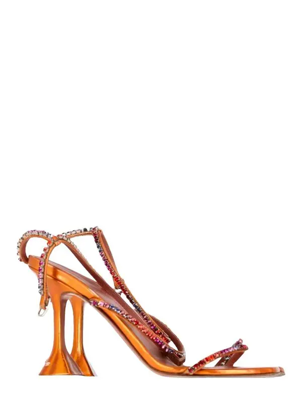 Amina Muaddi Gilda Embellished Ankle-strap Heeled Sandals - Orange
