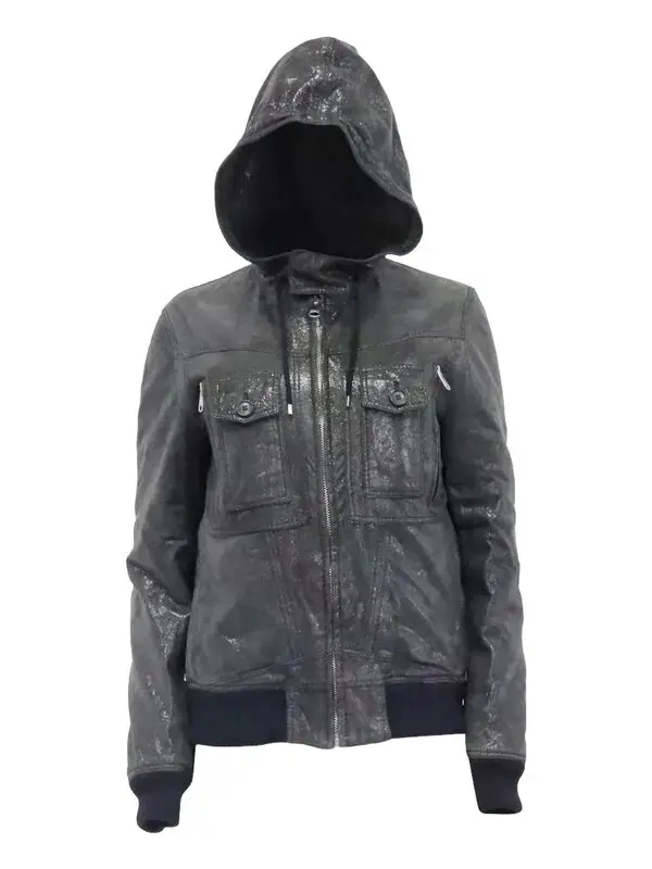 Dior Hooded Zipped Leather Jacket - Black