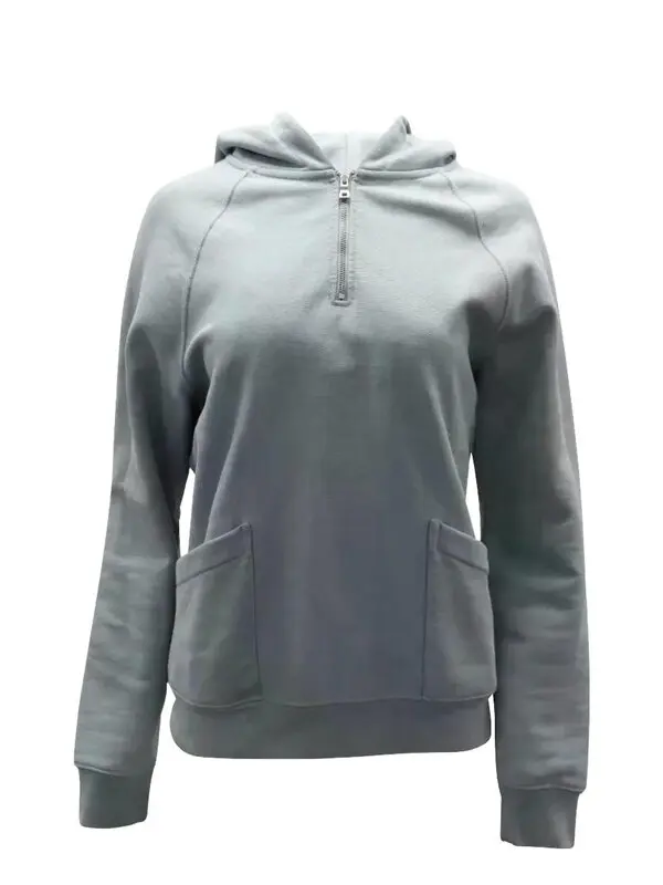 FRAME Quarter-zip Patch-pocket Hoodie - Grey