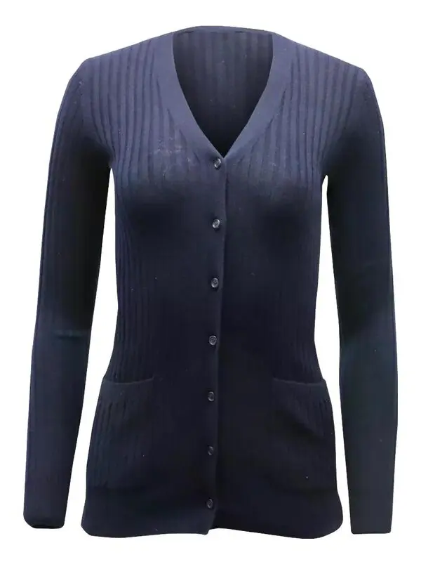 Vince Ribbed Skinny Cardigan - Blue