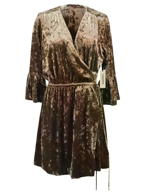 L'Agence Riley Crushed Velvet Mini Dress - Brown